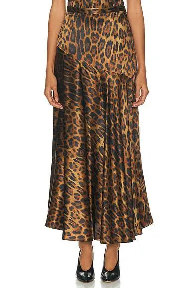 Adam Lippes Tess Leopard Print Silk Skirt