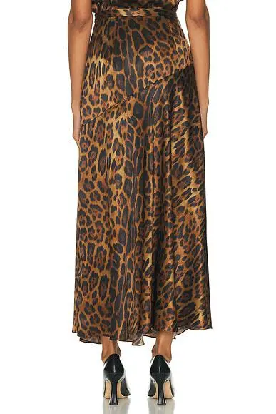Adam Lippes Tess Leopard Print Silk Skirt