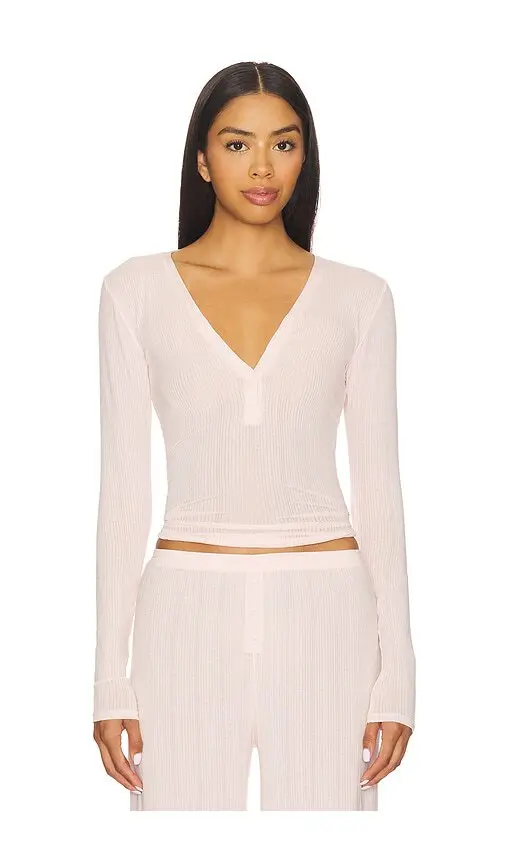 NEGATIVE UNDERWEAR Whipped Henley In Pink - Shell