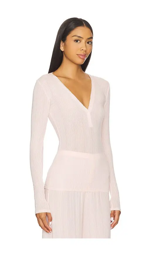 NEGATIVE UNDERWEAR Whipped Henley In Pink - Shell