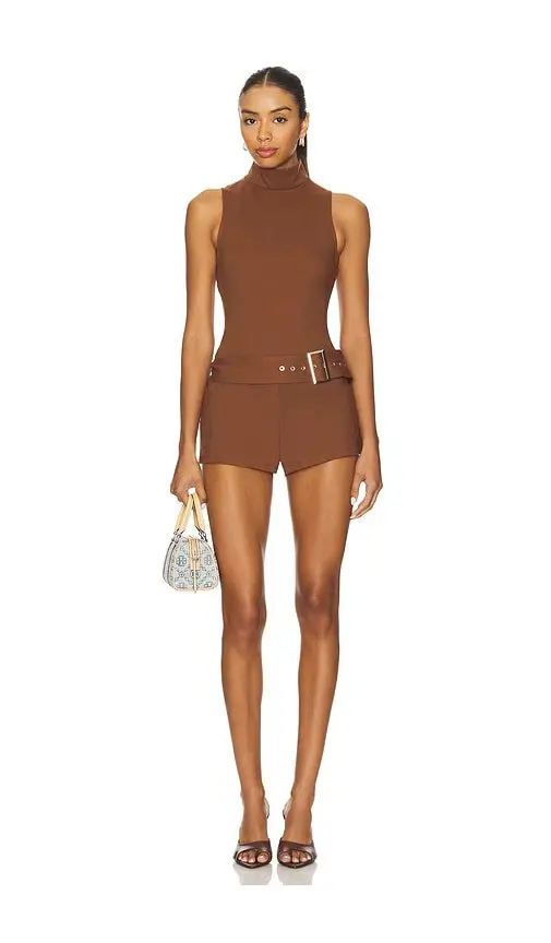 Superdown Evie Romper - Chocolate Brown