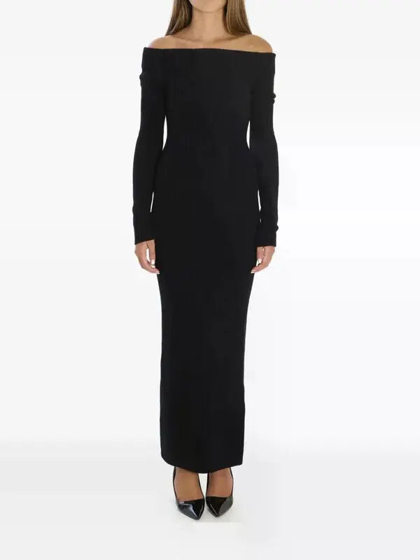 Max Mara Ribbed Off-shoulder Maxi Dress