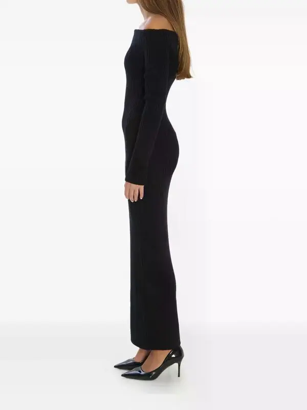Max Mara Ribbed Off-shoulder Maxi Dress