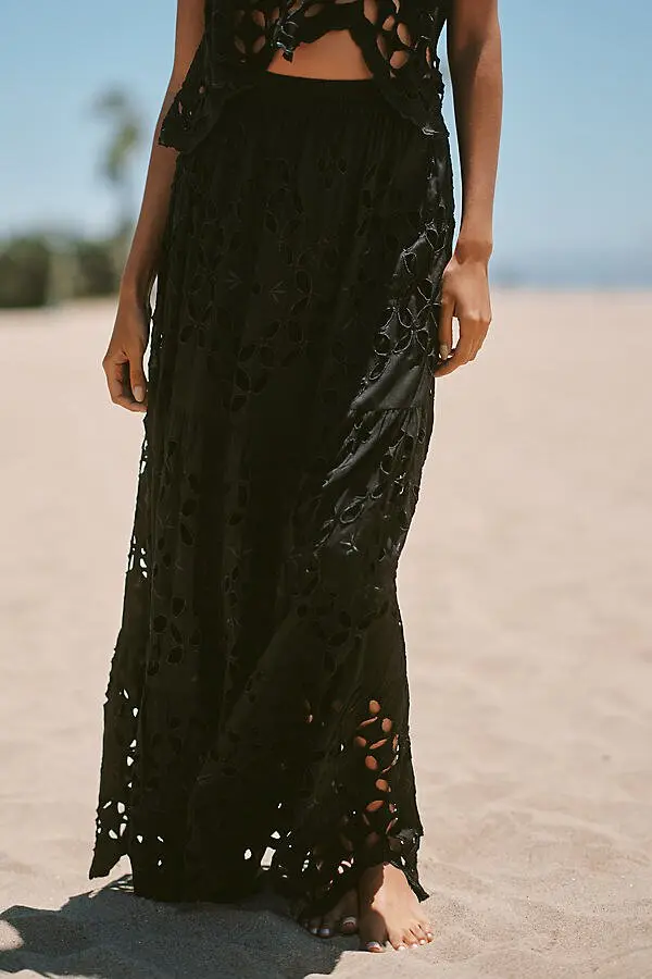 Tiare Hawaii Embroidered Midi Skirt