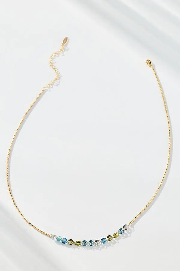 Anthropologie Delicate Crystal Chain Necklace - Slate