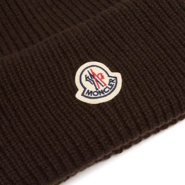 Moncler Wool Cashmere Beanie - Brown