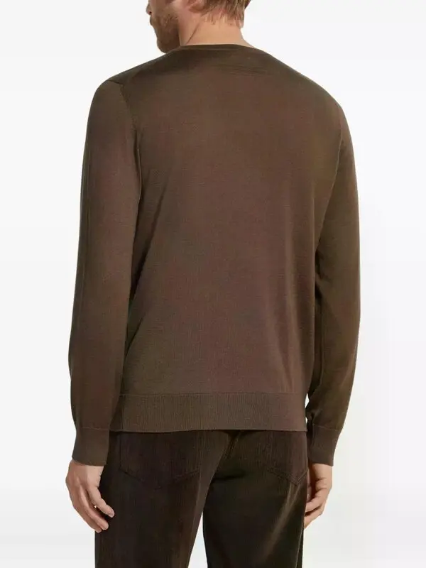 Zegna Mélange Crew-neck Sweater - Brown