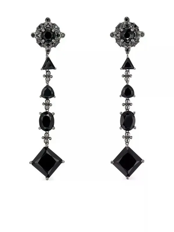ANABELA CHAN 14k White Gold And Rhodium Vermeil Diamond Drop Earrings - Silver