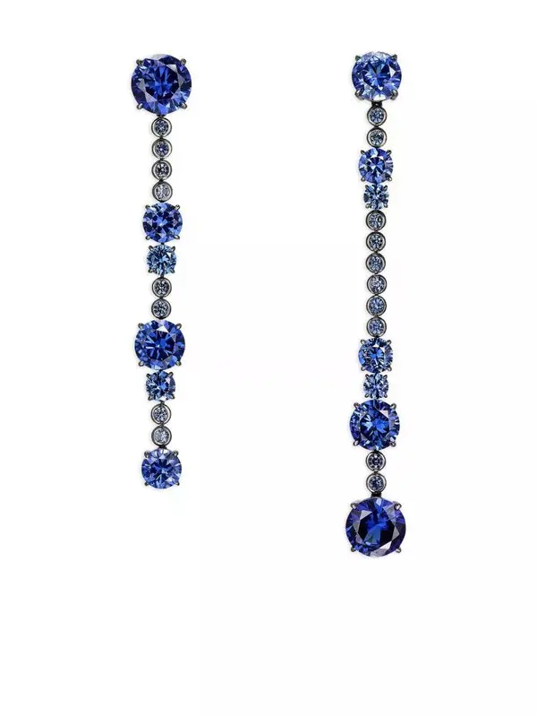 ANABELA CHAN 14k White Gold And Sapphire Drop Earrings - Silver