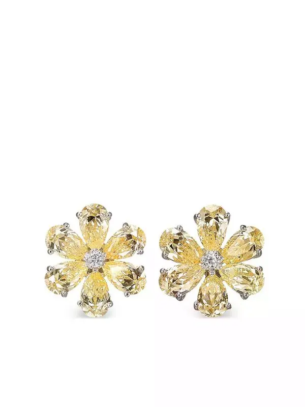 ANABELA CHAN 18kt White Marguerite Daisy Diamond Clip-on Earrings - Gold