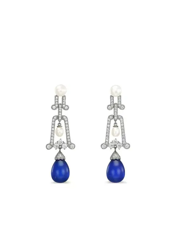ANABELA CHAN 14k White Gold Moderne Multi-stone Earrings - Blue