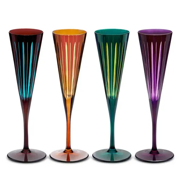 L'Objet Prism Champagne Flutes, Set Of 4 - Assorted