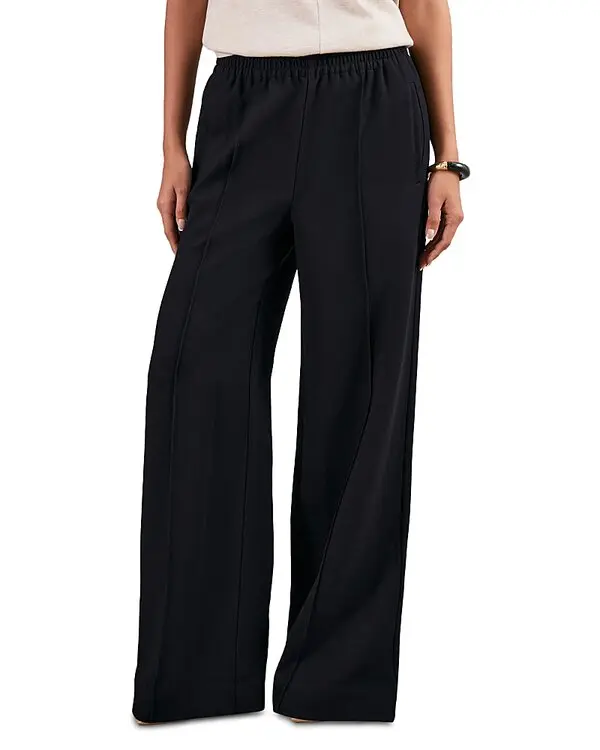 REISS High Rise Wide Leg Trousers - Navy
