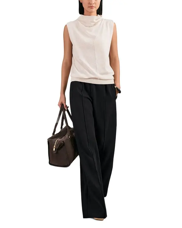 REISS High Rise Wide Leg Trousers - Navy