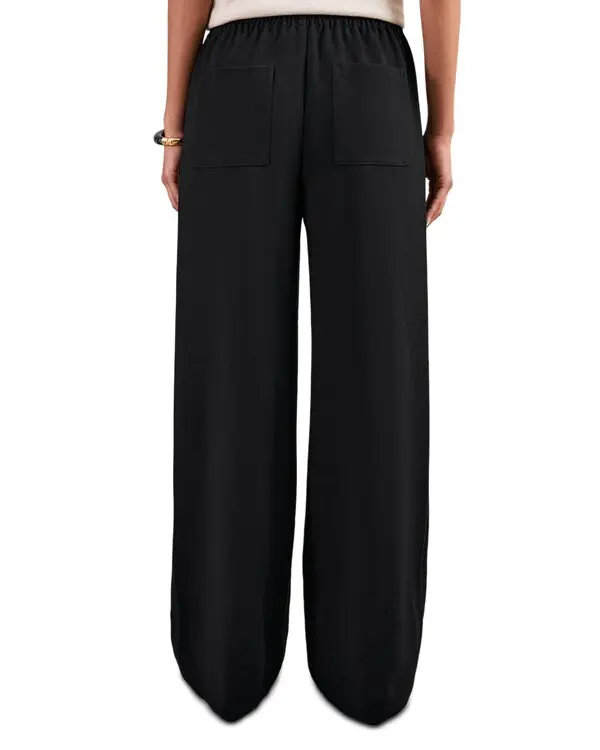 REISS High Rise Wide Leg Trousers - Navy