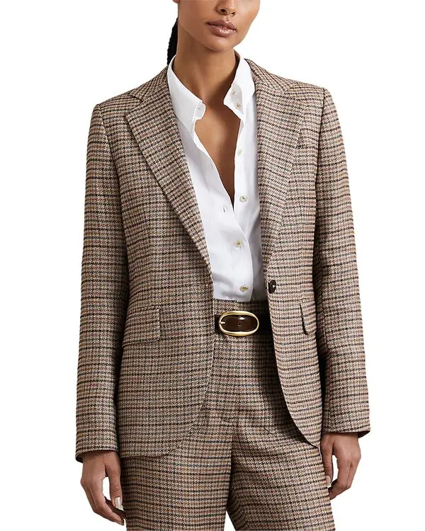 REISS River Single Breasted Check Jacket