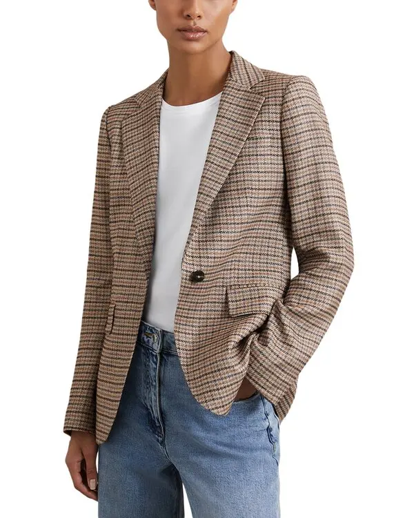 REISS River Single Breasted Check Jacket