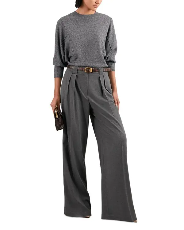 REISS Poppie Wide Leg Flannel Pants