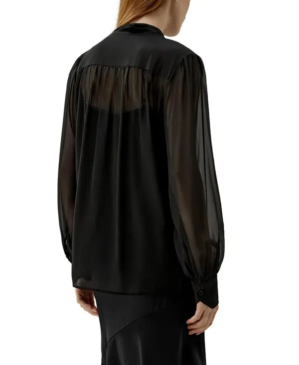 Lilysilk Bow Tie Silk Jasmine Blouse - Black