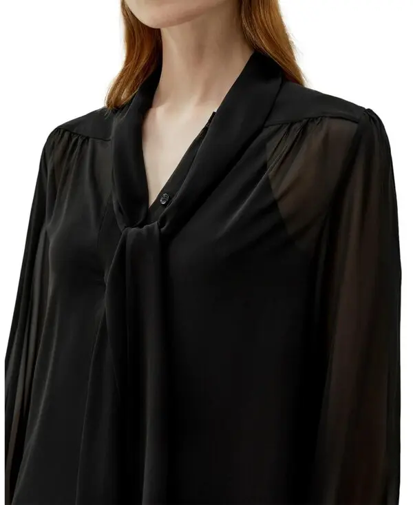Lilysilk Bow Tie Silk Jasmine Blouse - Black