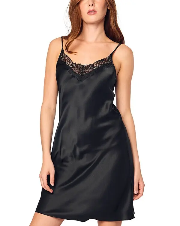 PETITE PLUME Mulberry Silk Lace Slip Dress - Black