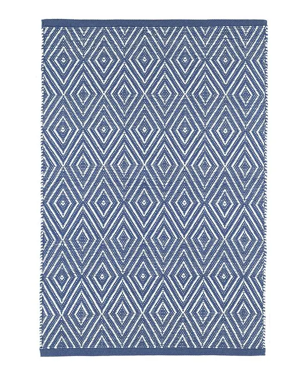 DASH & ALBERT BY ANNIE SELKE Dash Albert Annie Selke Rdb098 Diamond Indoor/outdoor Area Rug, 2'6x8'0 - Blue/white