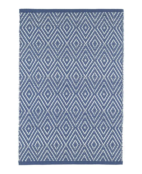 DASH & ALBERT BY ANNIE SELKE Dash Albert Annie Selke Rdb098 Diamond Indoor/outdoor Area Rug, 5'0x8'0 - Blue/white
