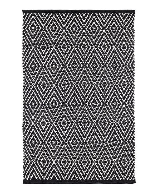 DASH & ALBERT Dash Albert Annie Selke Rdb170 Diamond Indoor/outdoor Area Rug, 2'6x18'0 - Black