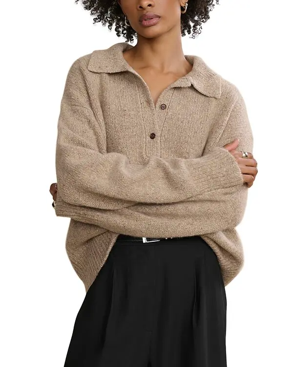 Jenni Kayne Burke Cashmere Polo Sweater - Camel Done