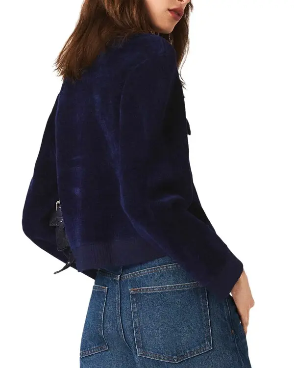 Maje Cropped Velvet Cardigan Jacket