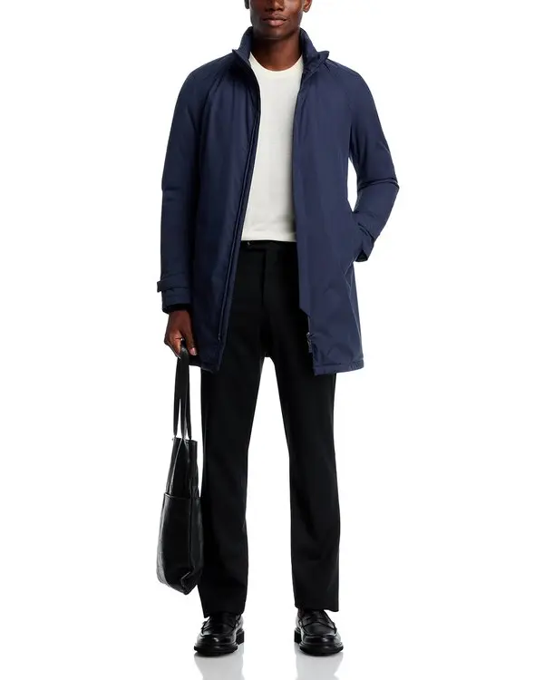 Herno Waterproof Down Overcoat With Hidden Hood - Blue Navy