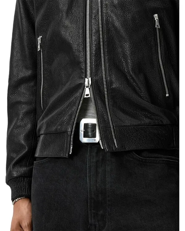 John Varvatos Xavier Pebbled Leather Jacket - Black