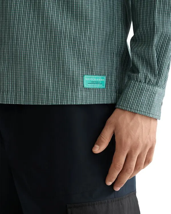 Scotch & Soda Relaxed Fit Micro Check Structured Shirt - Agate Green Micro Check