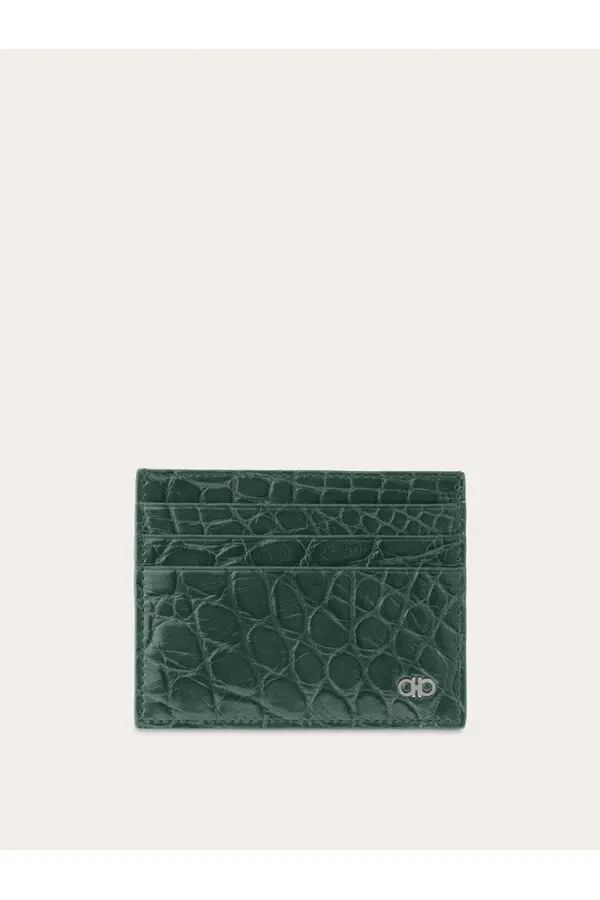 FERRAGAMO Gancini Credit Card Holder - Green