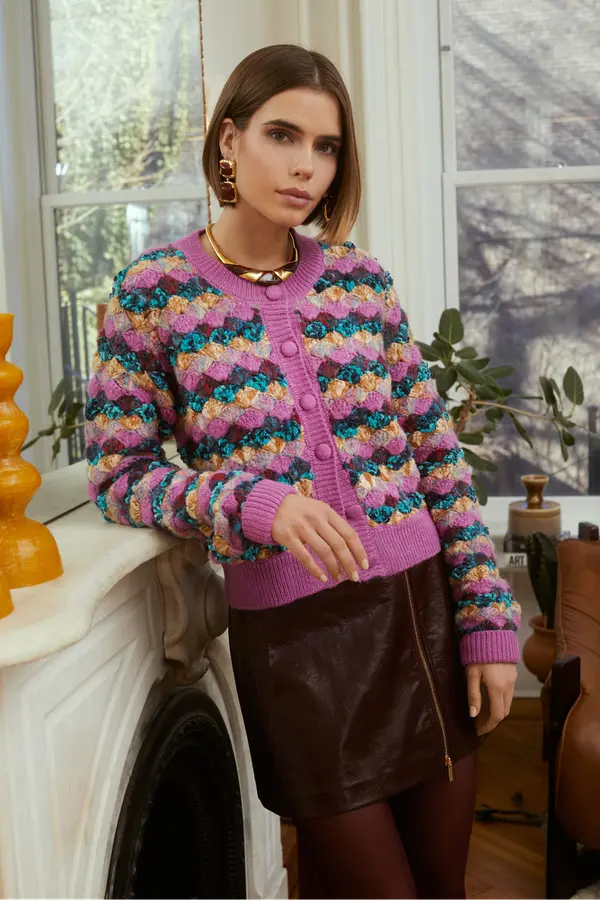 Allison Emerson Cardigan - Multicolor / Purple