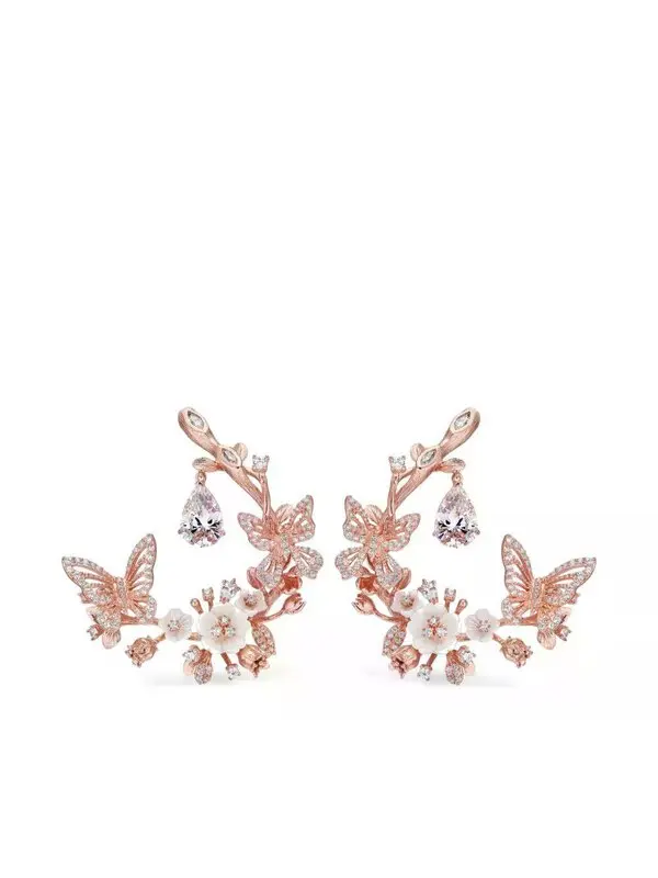 ANABELA CHAN 18k Rose Gold Butterfly Garland Earrings - Pink