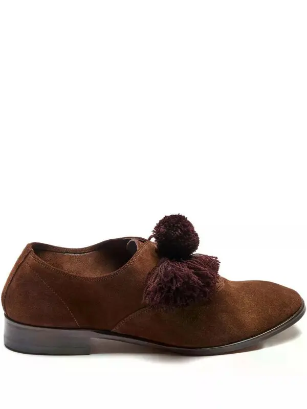 Suicoke Pompom-embellished Leather Loafers