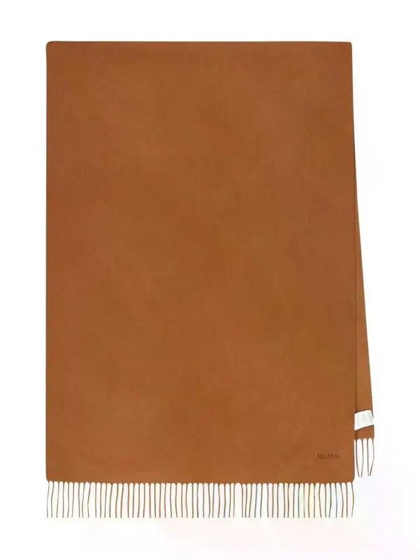 Max Mara Fringed Embroidered-logo Scarf - Brown