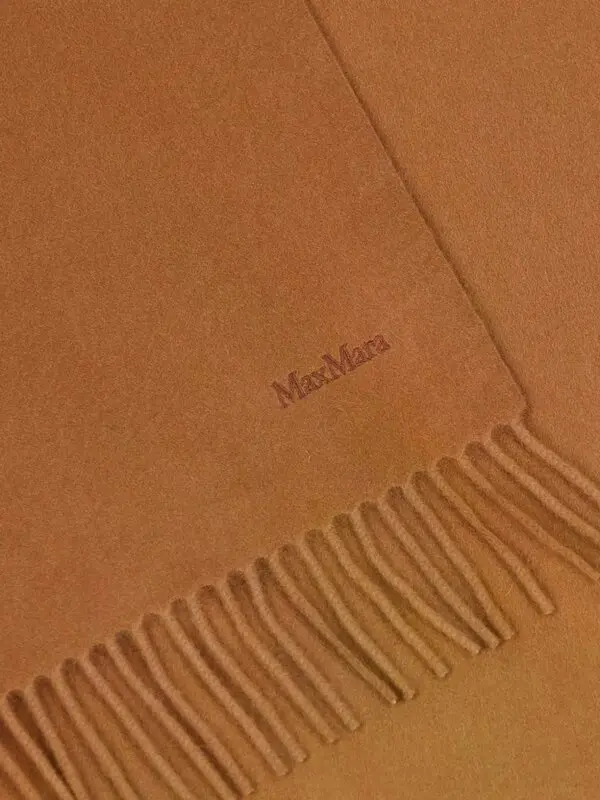 Max Mara Fringed Embroidered-logo Scarf - Brown