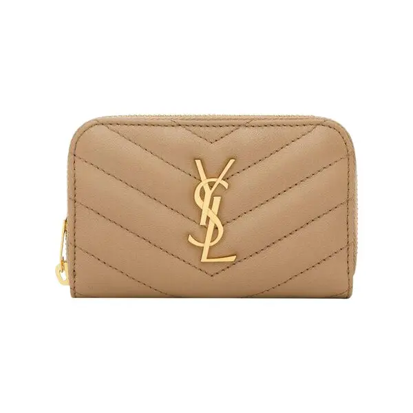Saint Laurent Cassandre Change Purse In Lambskin 'natural - Tan