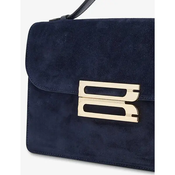Victoria Beckham Dorian Leather Shoulder Bag - Navy Suede