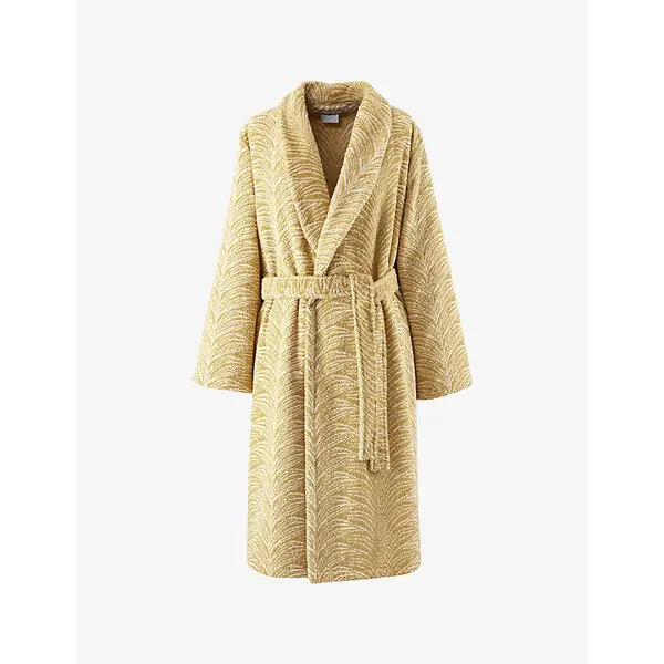 YVES DELORME Pollen Abstract-pattern Cotton-jacquard Bathrobe - Multicoloured