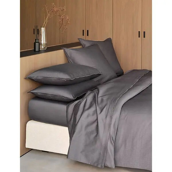 BOSS Lattice Cotton Duvet Cover - Carbon