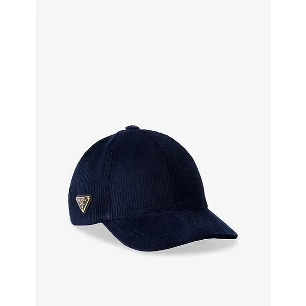 Prada Logo-plaque Corduroy Baseball Cap - Blue