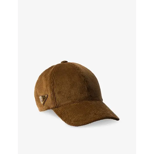 Prada Logo-plaque Corduroy Baseball Cap - Brown