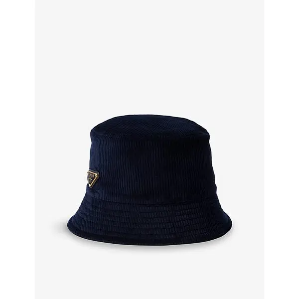 Prada Logo-plaque Corduroy Bucket Hat - Blue