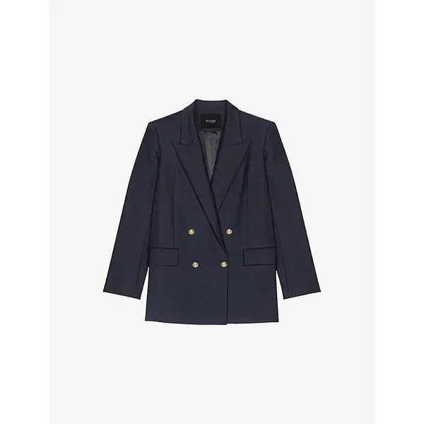 Maje Double-breasted Peak-lapel Stretch-woven Blazer