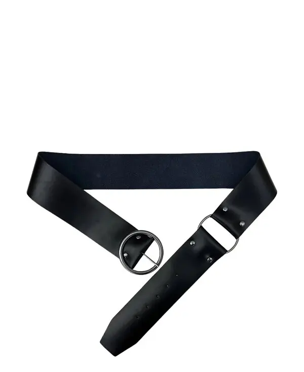 Anna Sui O-ring Leather Belt - Black
