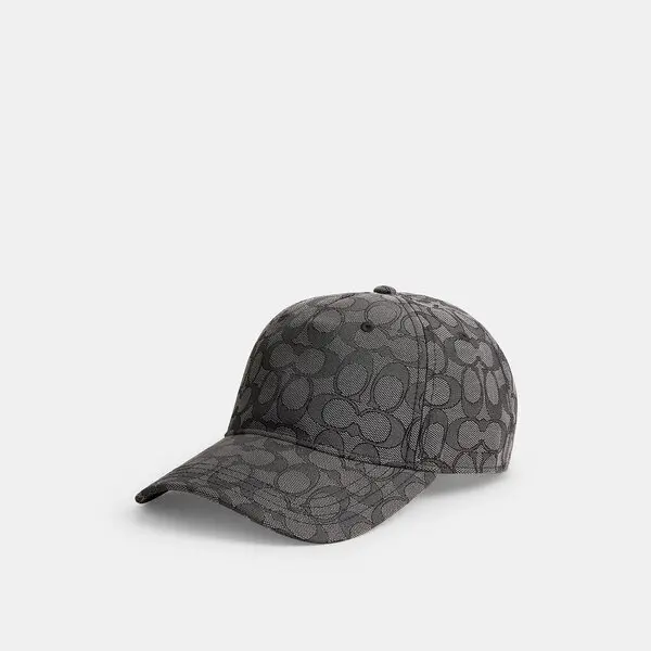 COACH Signature Jacquard Baseball Hat - Charcoal