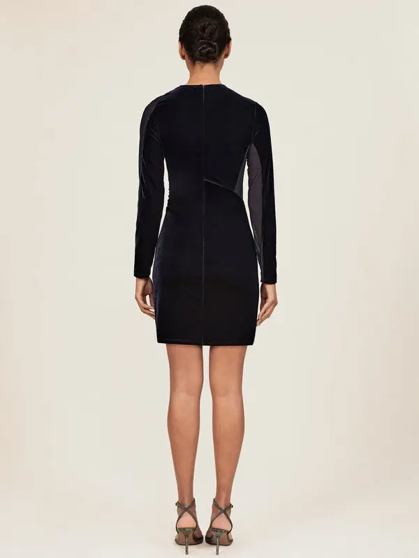 REISS Velvet Mesh-panel Mini Dress